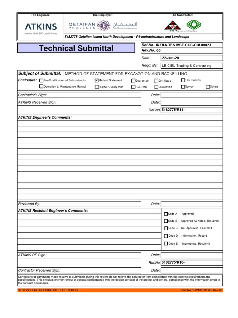 Excavation and Backfilling Method Statement | PDF | First Aid | Quality ...
