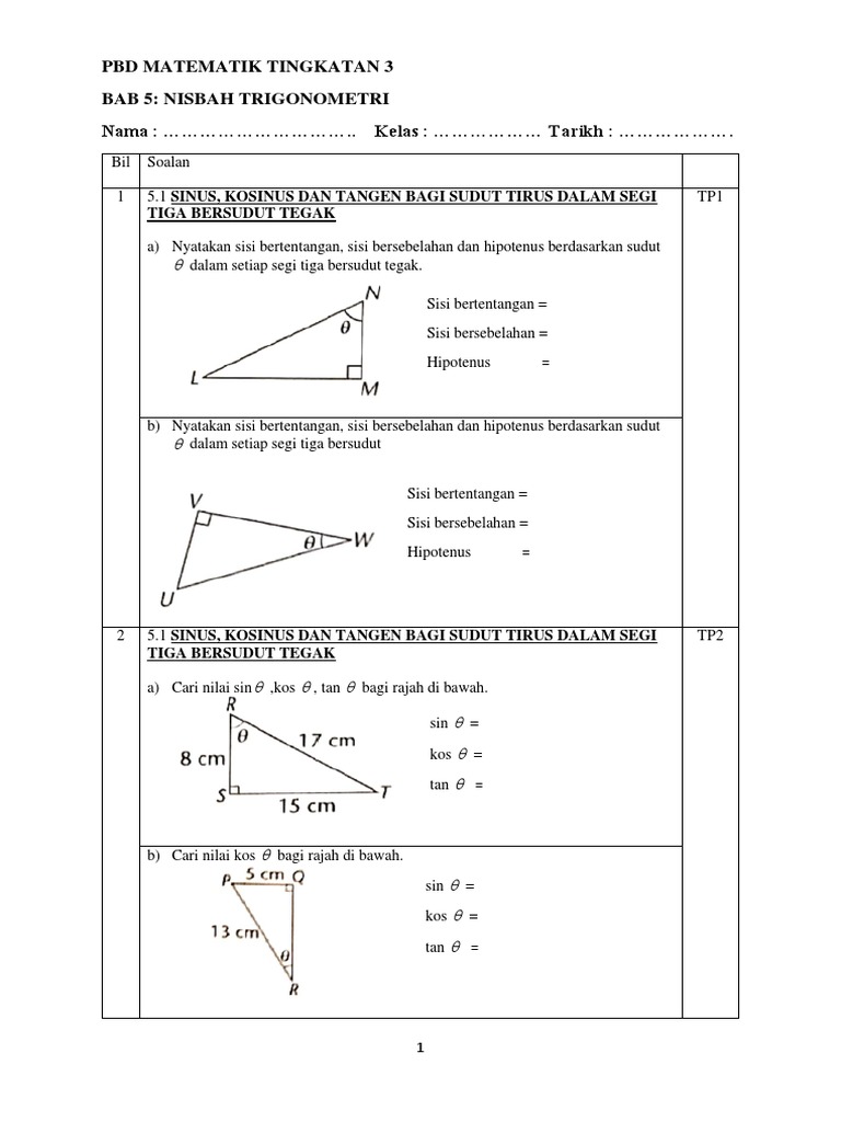 Latihan Mate t3 (Bab 5) | PDF