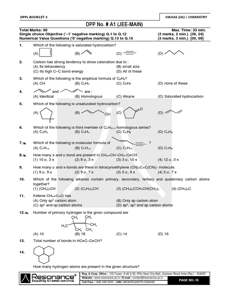 DPP Module-1 01JA To 06JA Organic | PDF | Alkane | Functional Group