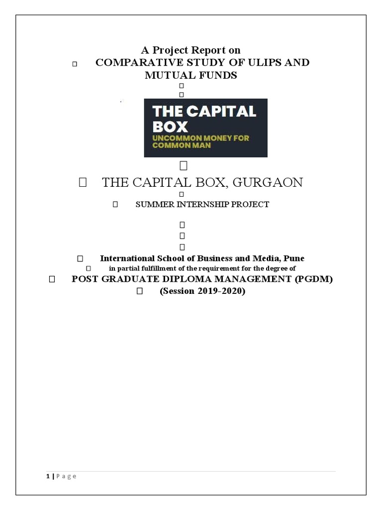 The Capital Box, Gurgaon: A Project Report On Comparative Study of ...