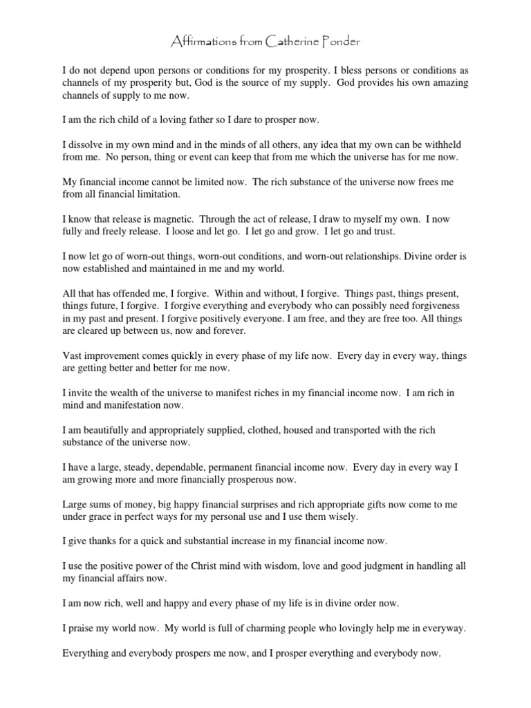 Catherine Ponder Affirmations (Personnellement - Net) | PDF