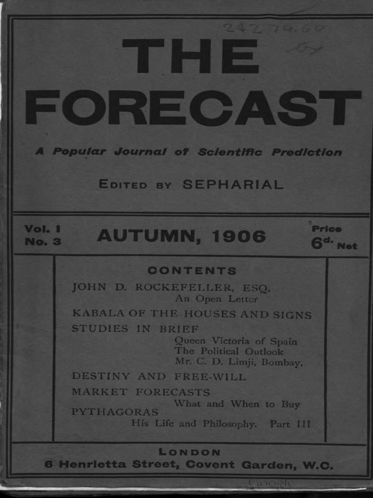 Sepharial - The Forecast 3 (40p) | PDF | Zodiac | Astrological Sign