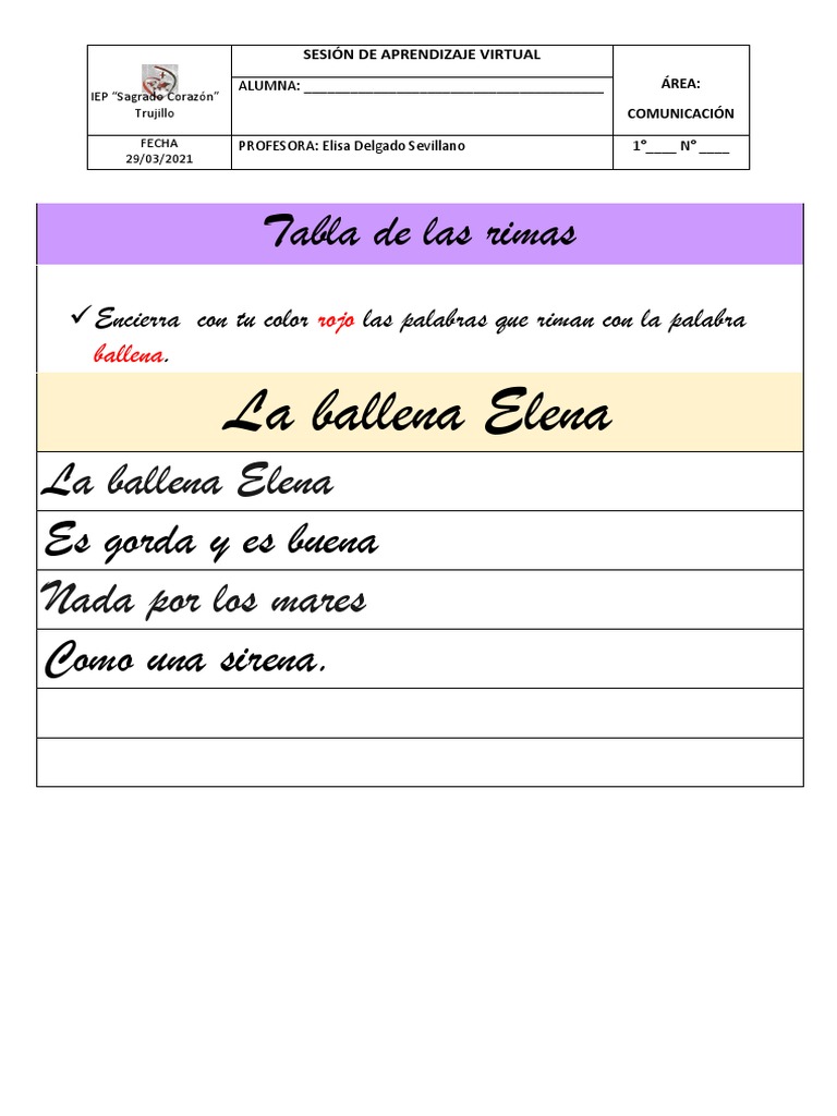 Ficha de Repaso - Rimas | PDF