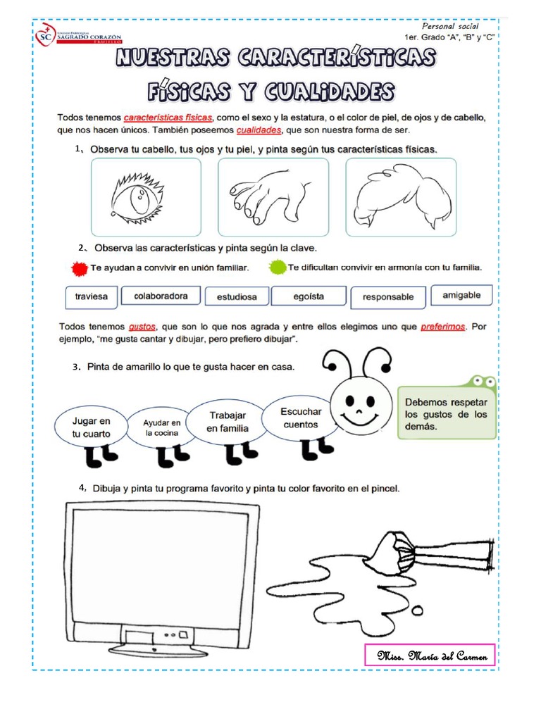 Hojas De Trabajo Sobre Rasgos De Carácter Para Segundo Grado Prueba