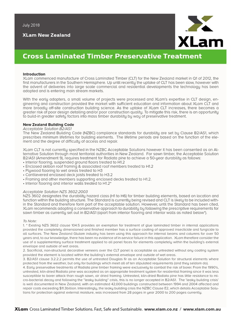 Version 2.0 July 2018 XLam CLT Preservative Treatment | PDF | Lumber ...