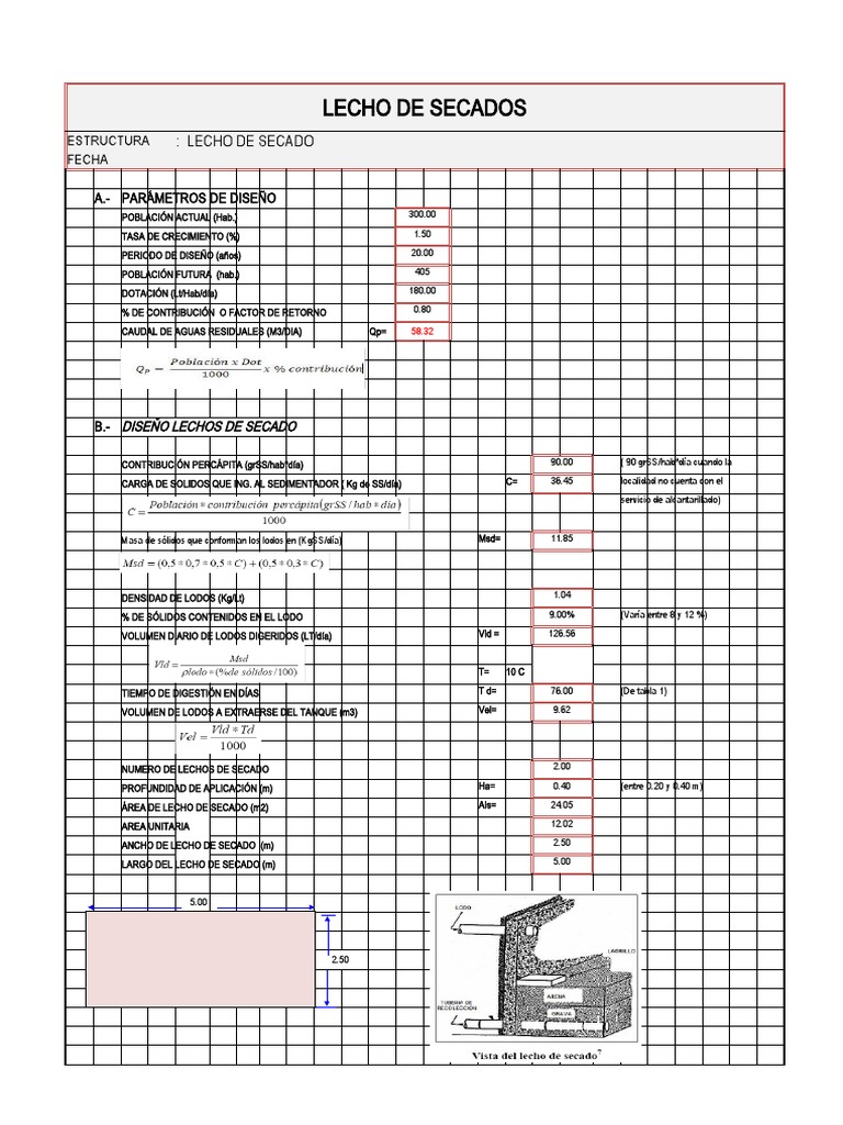 Diseño Lecho de Secado | PDF | Servicios públicos | Gestión de residuos