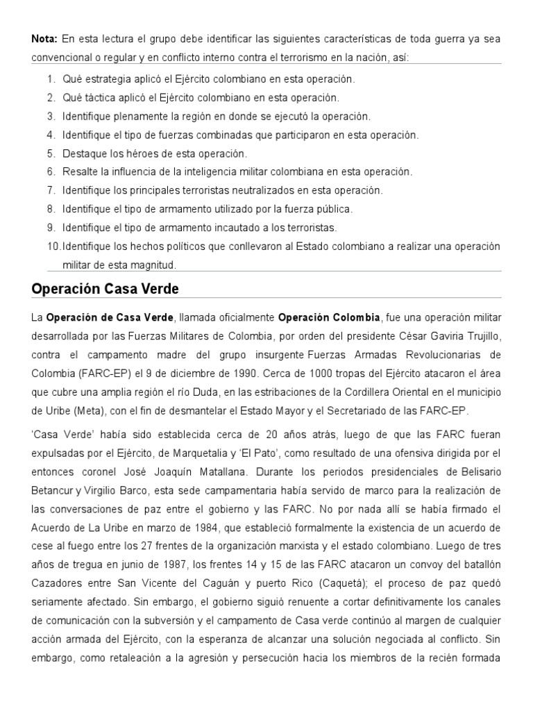 Operación Colombia.1990 | PDF | Colombia | Militar