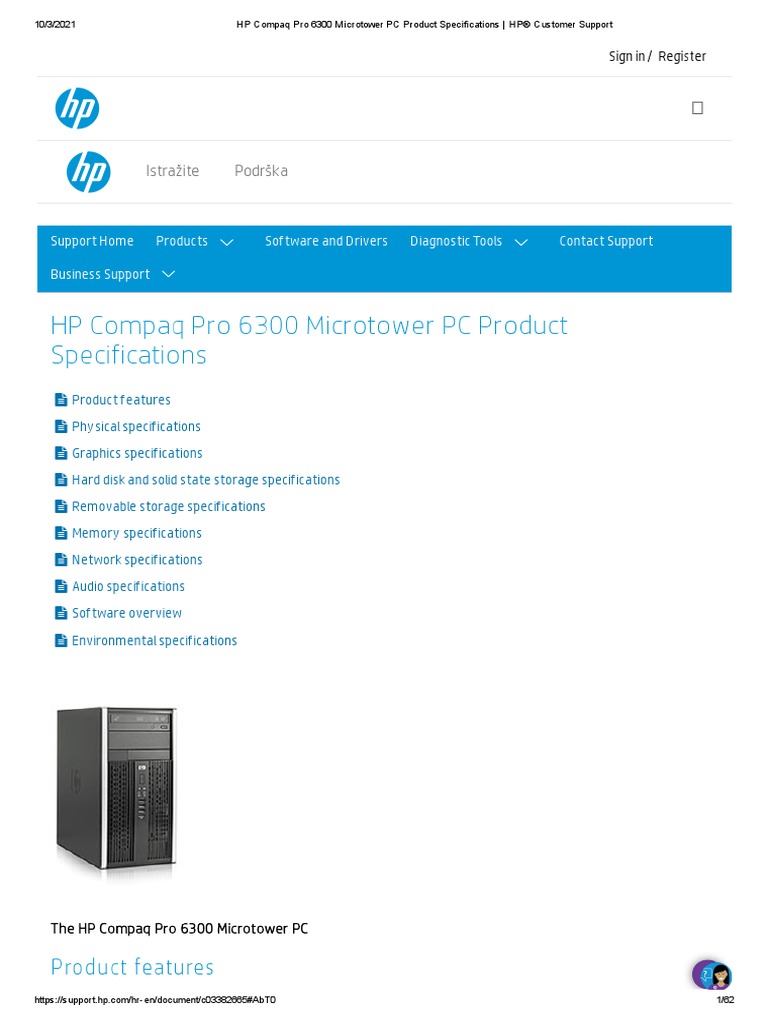 HP Compaq Pro 6300 Microtower PC Product Specifications - HP® Customer ...