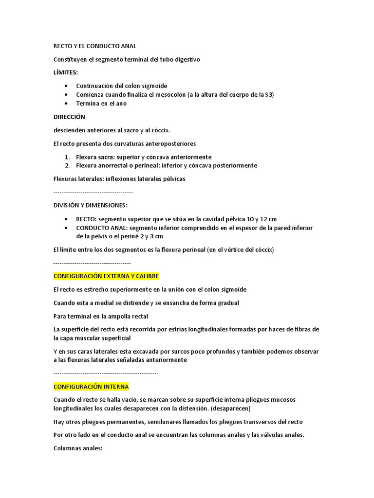 Recto y Conducto Anal | PDF | Recto | Pelvis