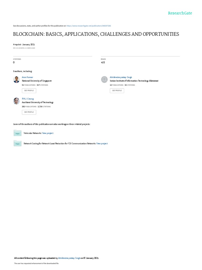 Blockchain: Basics, Applications, Challenges and Opportunities | PDF ...