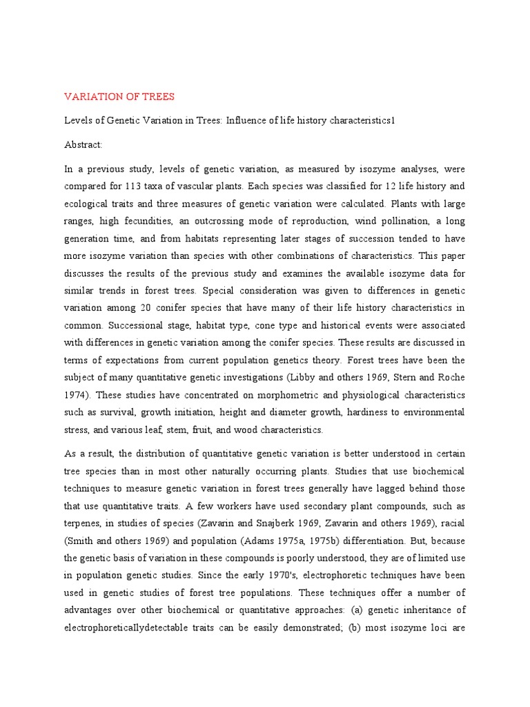 Variaton of Trees | PDF | Evolution | Species