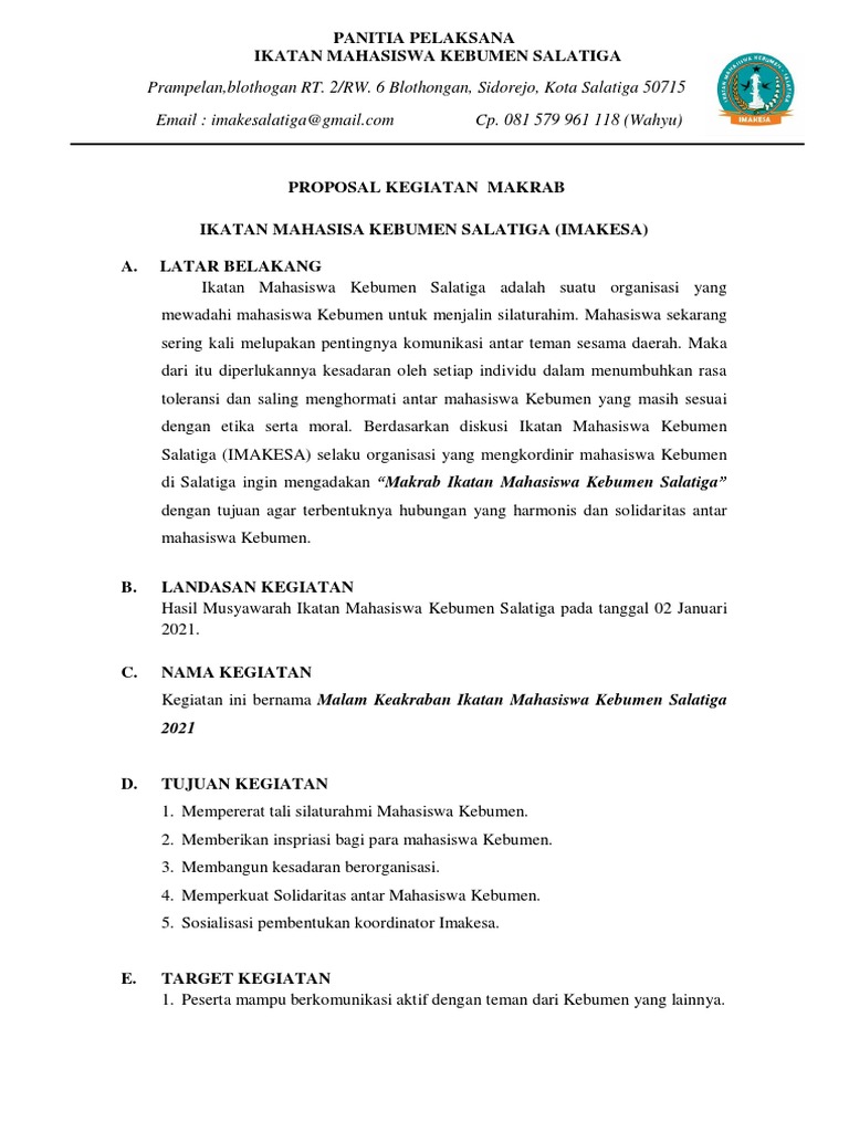 Proposal Makrab IMAKESA 2021 Salatiga | PDF | Karier & Perkembangan
