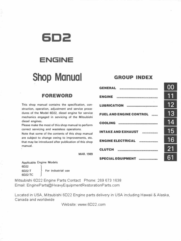 Mitsubishi 6D22 Engine Manual PRINT | PDF | Piston | Engines