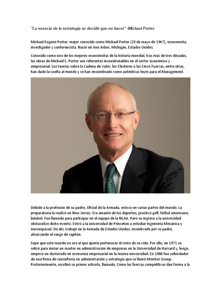 Biografía de Michael Porter: Estratega Económico | PDF | Economias ...