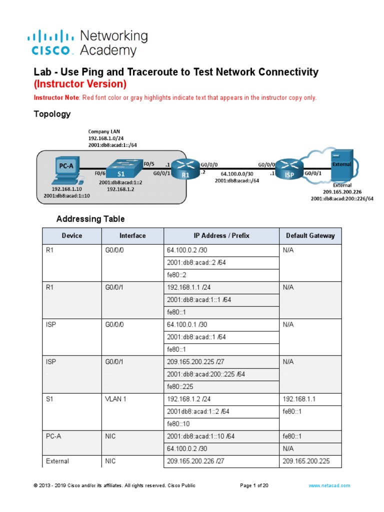 Ping and Traceroute Lab Guide | PDF | Ip Address | Internet Protocols