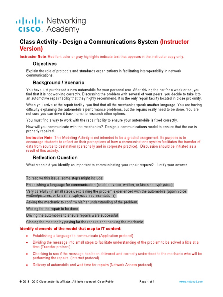 Designing a Communication Model for Repairs | PDF | Computer Network ...