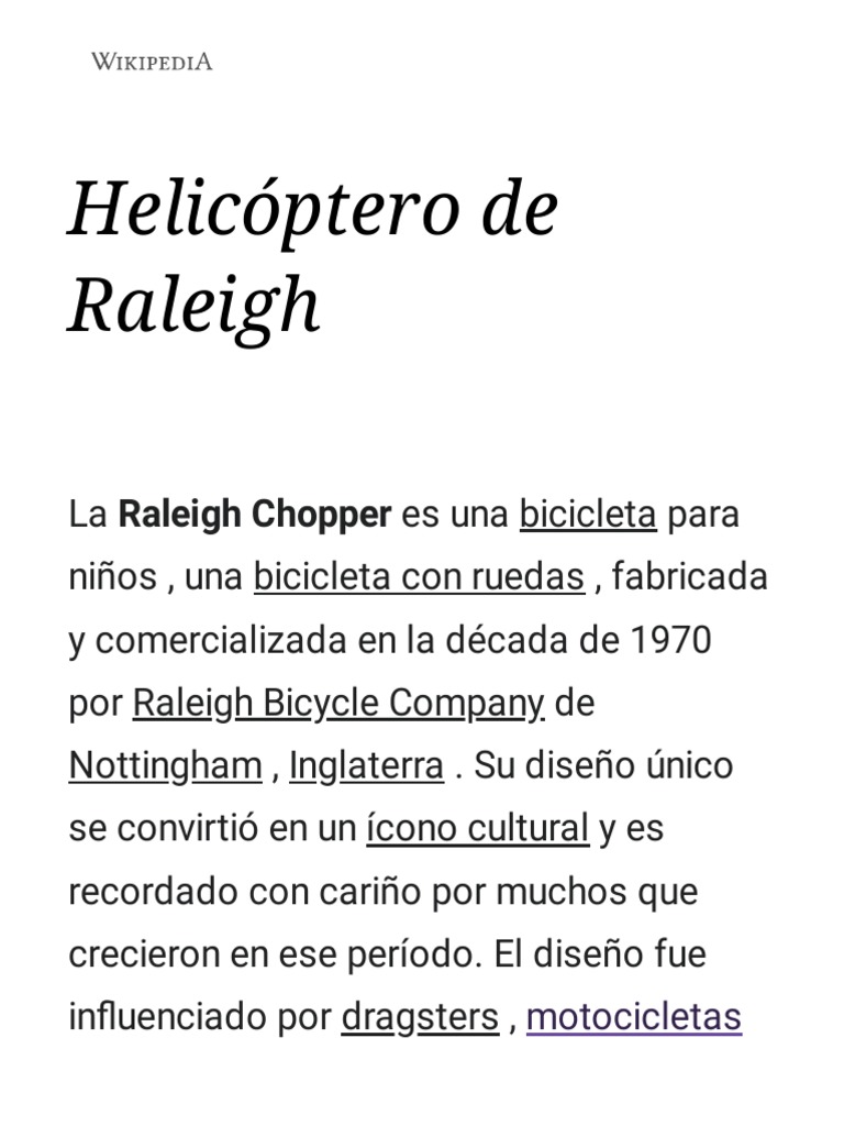 Chopper de Raleigh - Wikipedia | PDF | Ejercicio aerobico | Transporte impulsado por humanos