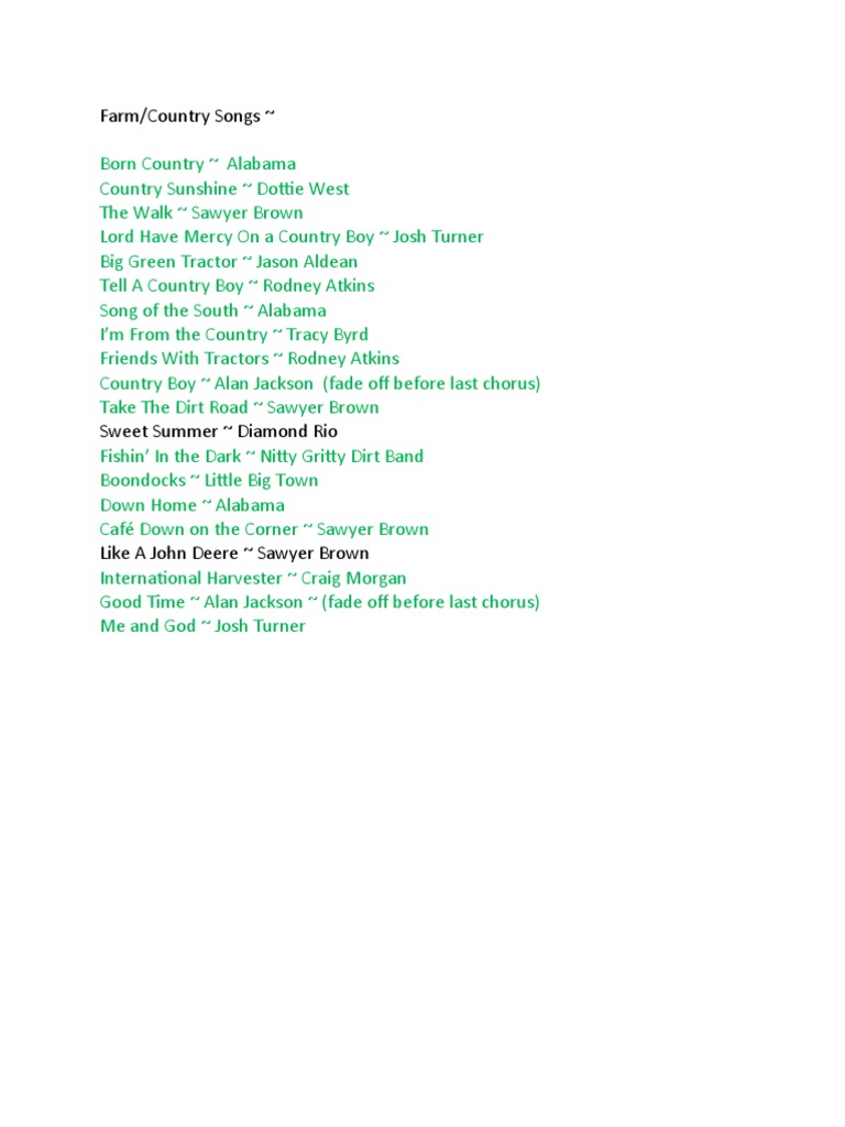Top Country Songs Celebrating Rural Life | PDF