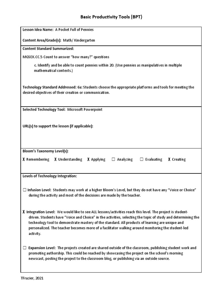 Basic Productivity Tools Lesson Plan 3 | PDF | Worksheet | Teachers