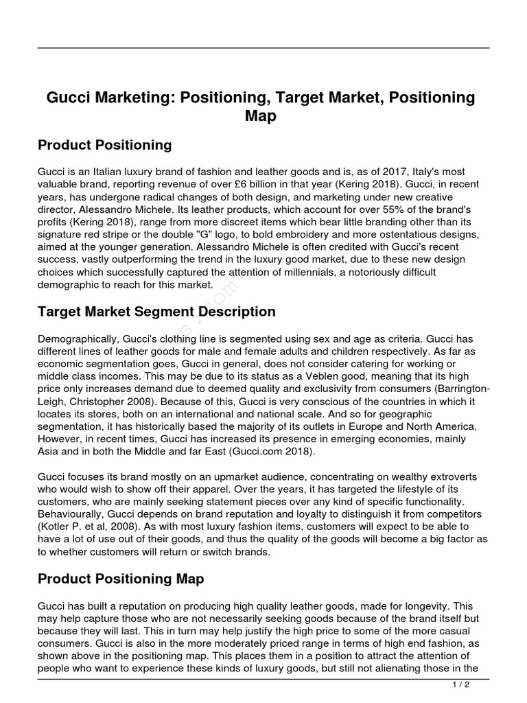 Gucci Marketing: Positioning, Target Market, Positioning Map | PDF ...