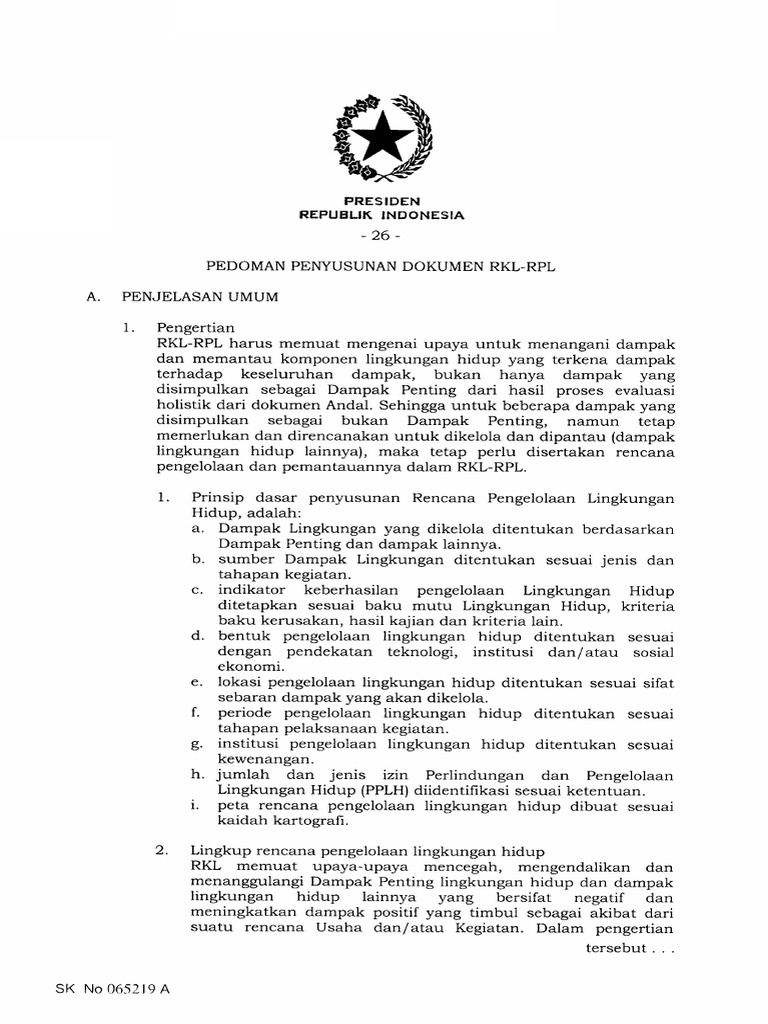 Pedoman Penyusunan Dokumen RKL-RPL | PDF