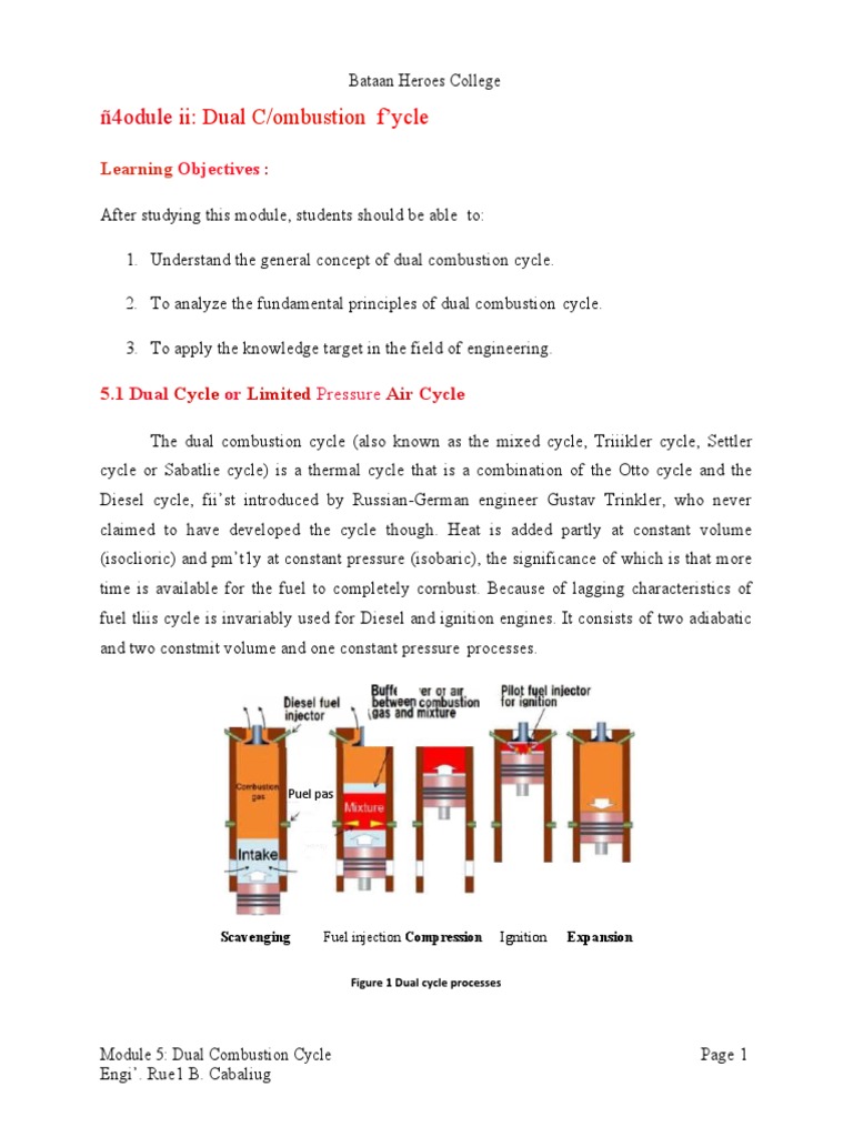 Module 5 Dual Combustion Cycle | PDF | Diesel Engine | Combustion