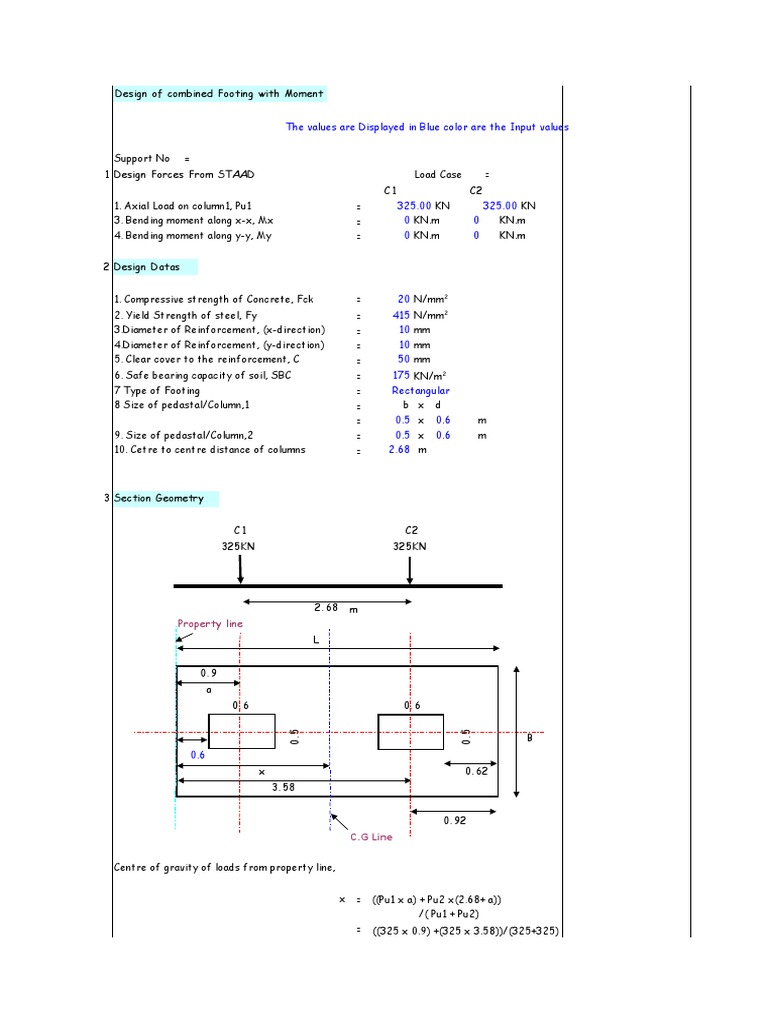 DESIGN OF COMBINED FOOTING (Slab | PDF | Column | Applied And ...