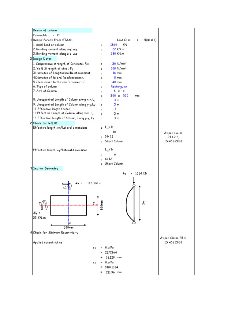 Biaxial Column Design Example | PDF | Column | Bending