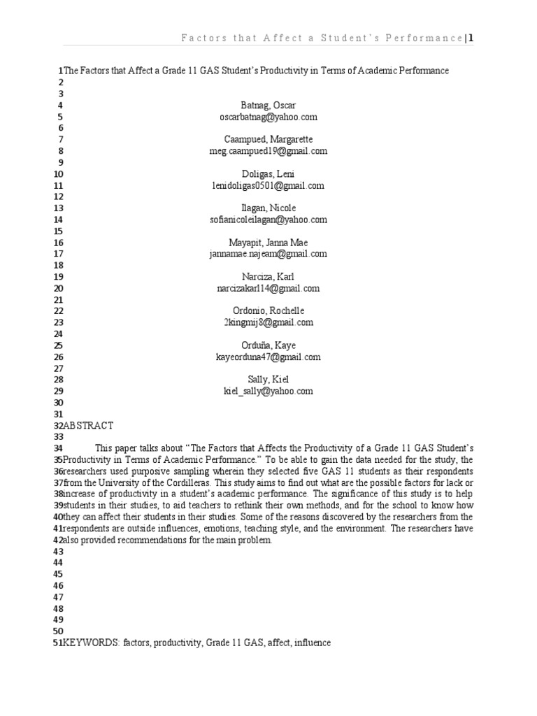 The Factors That Affects A Grade 11 GAS Student | PDF | Interview ...