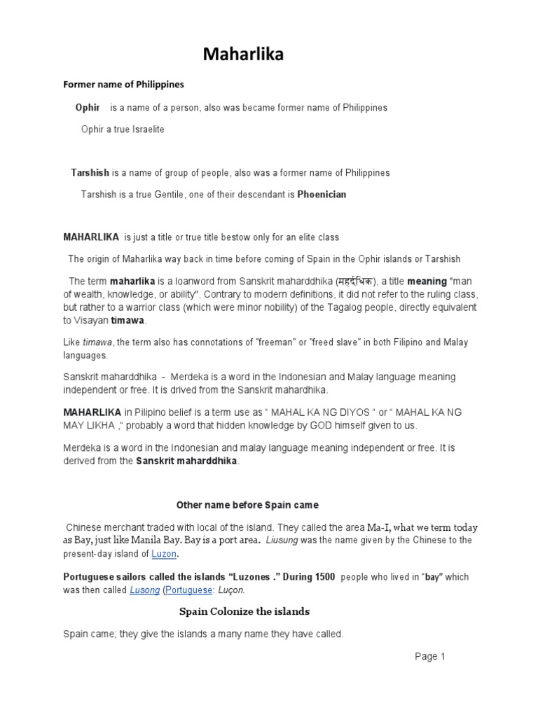 Maharlika Name and Origin | PDF | Southeast Asia | Philippines