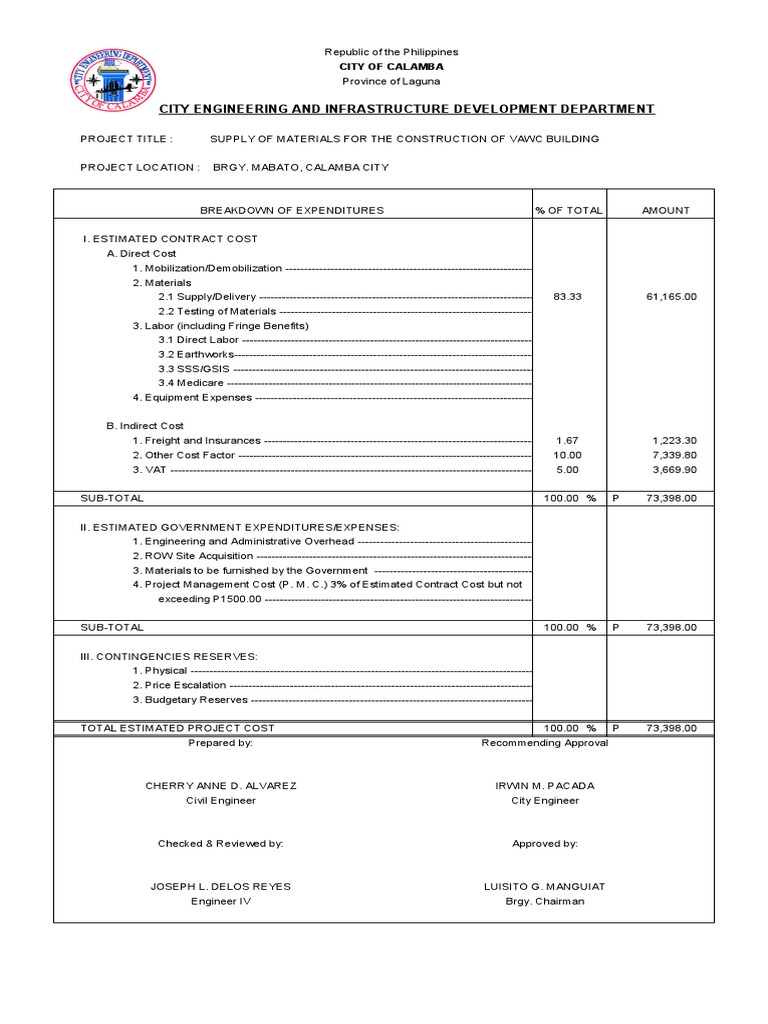 VAWC Building Material Supply Project | PDF | Paint | Window