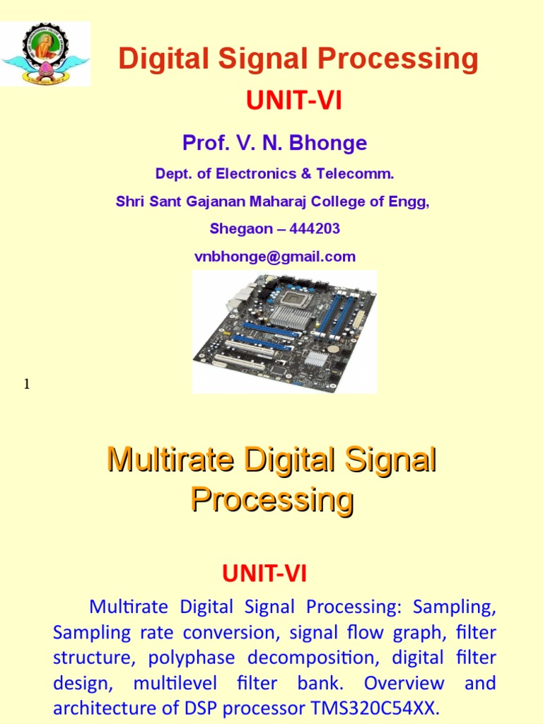 Digital Signal Processing: Unit-Vi | PDF | Sampling (Signal Processing) | Low Pass Filter