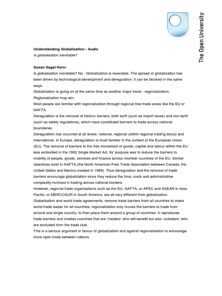 Is Globalisation Inevitable | PDF