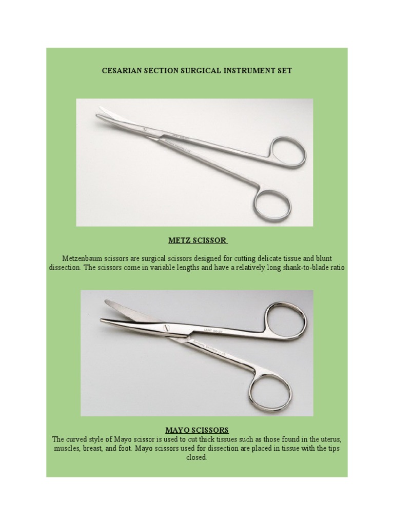 Cesarian Section Surgical Instrument Set | PDF | Vagina | Surgical Suture