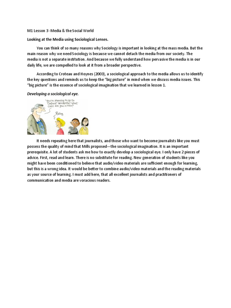 M1 Lesson 3 - Media & The Social World | PDF | Social Science