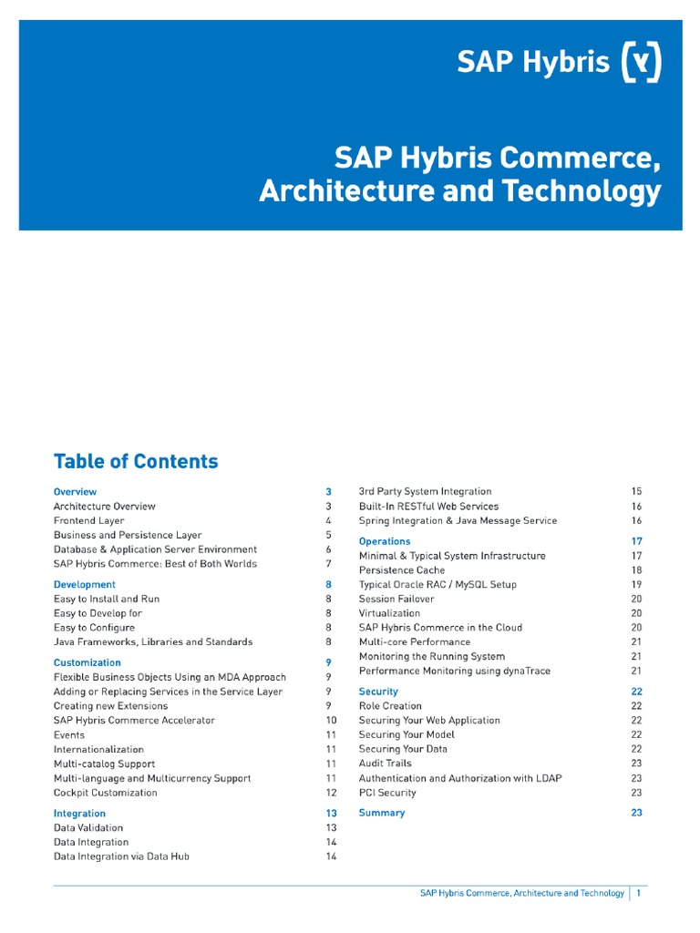 SAP Hybris Commerce Architecture and Technology | PDF