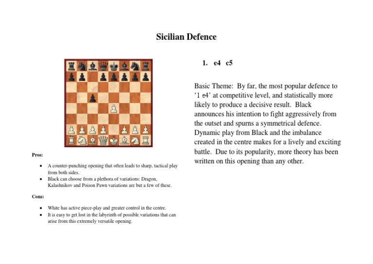 Sicilian Defence: A Tactical Chess Opening | PDF