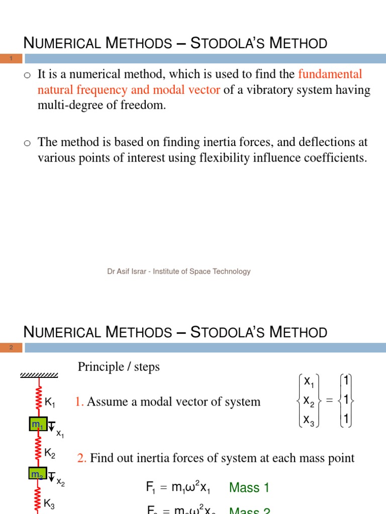 N M - S ' M: Fundamental Natural Frequency and Modal Vector | PDF ...