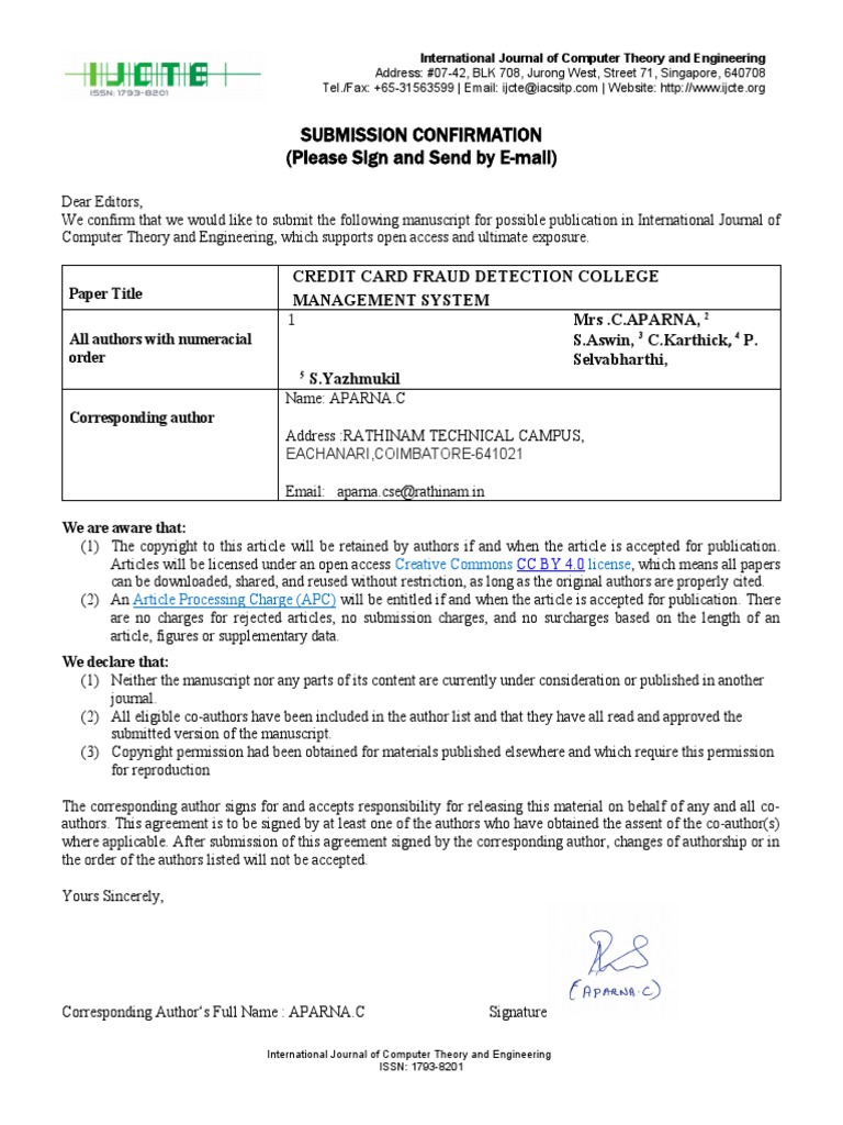 Submission Confirmation (Please Sign and Send by E-Mail) | PDF | Open ...