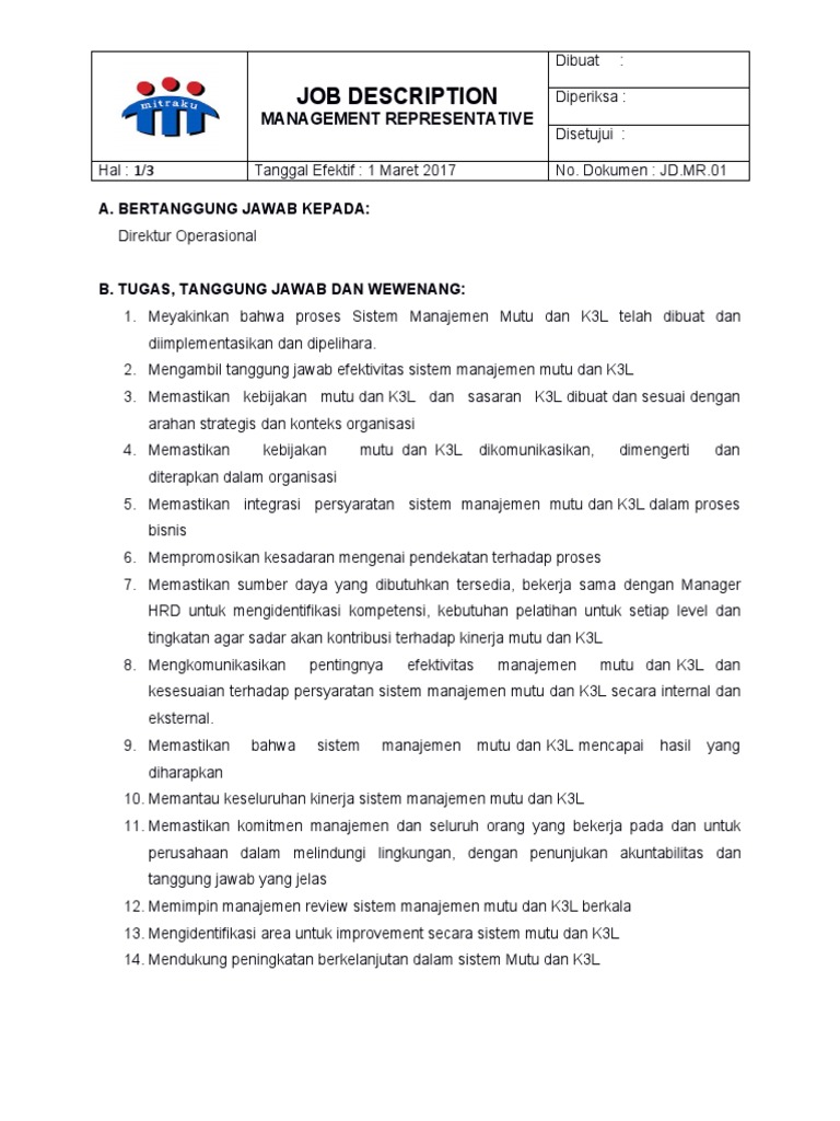 Jobdes MR Iso 9,14,18 | PDF | Seni