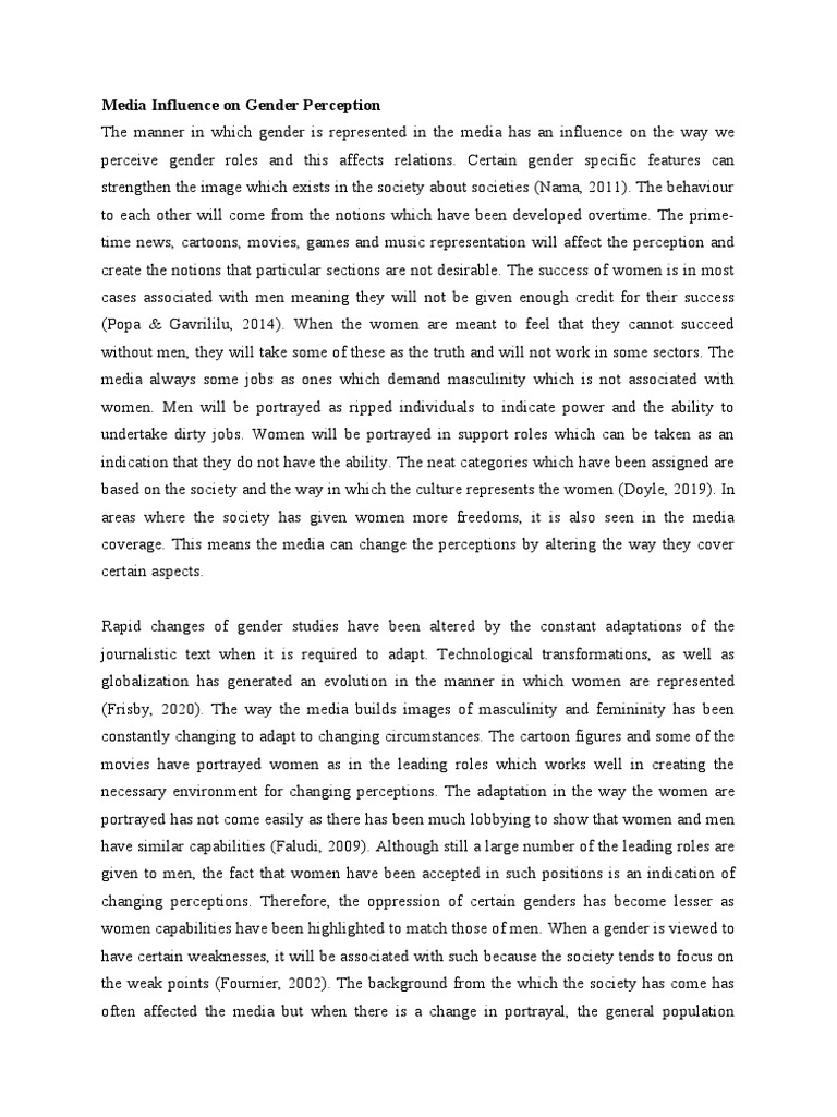 Media Influence On Gender Perception | PDF | Gender Role | Gender