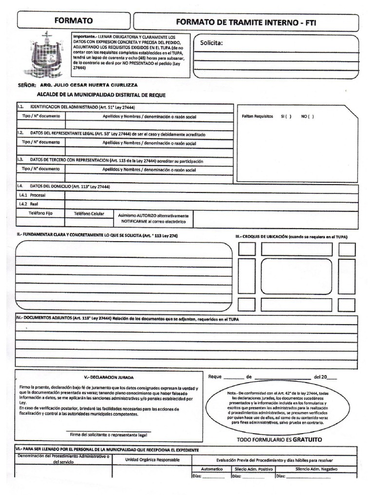 Formato de Tramite Interno FTI | PDF