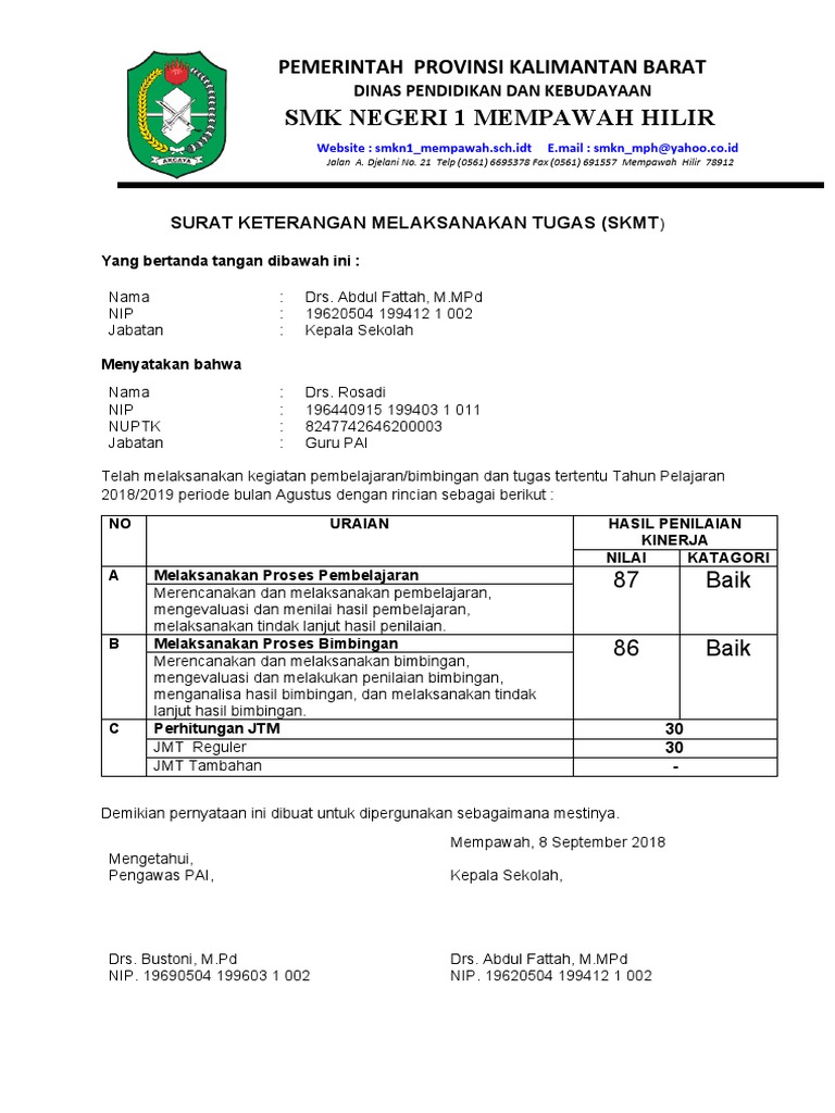 Contoh SKMT Guru PAI Pak Rosadi | PDF