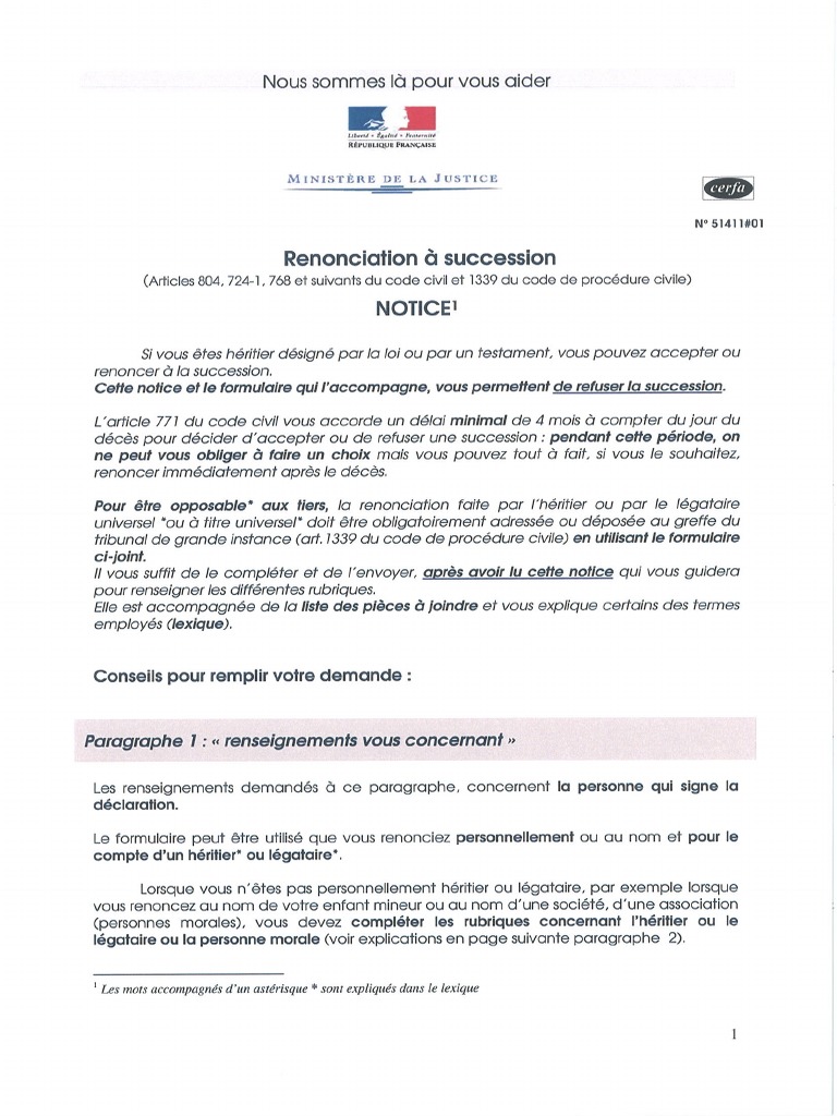 Renonciation À Succession Notice | PDF