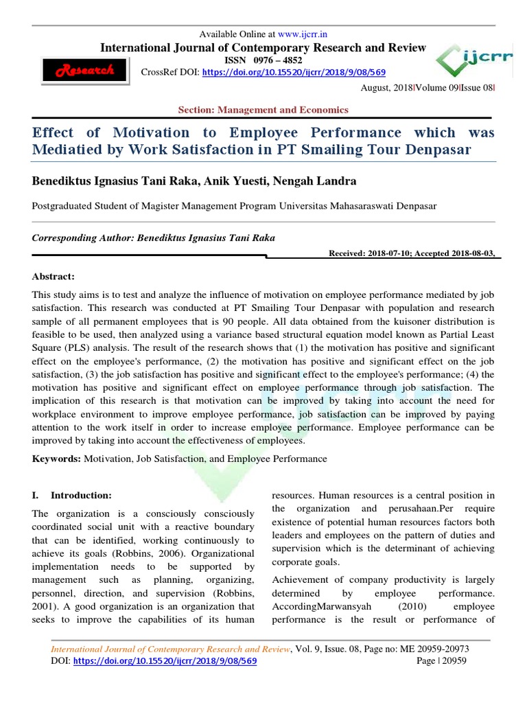Motivation's Impact on Employee Performance | PDF | Job Satisfaction ...