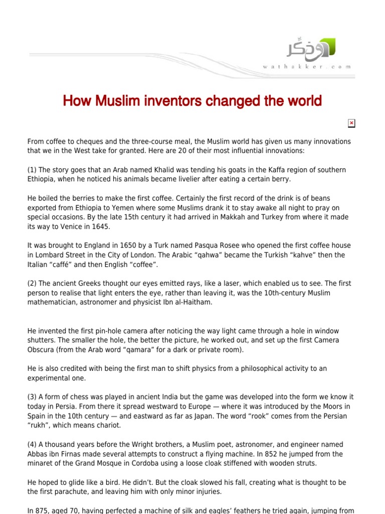How Muslim Inventors Changed The World | PDF | Castle | Coffee