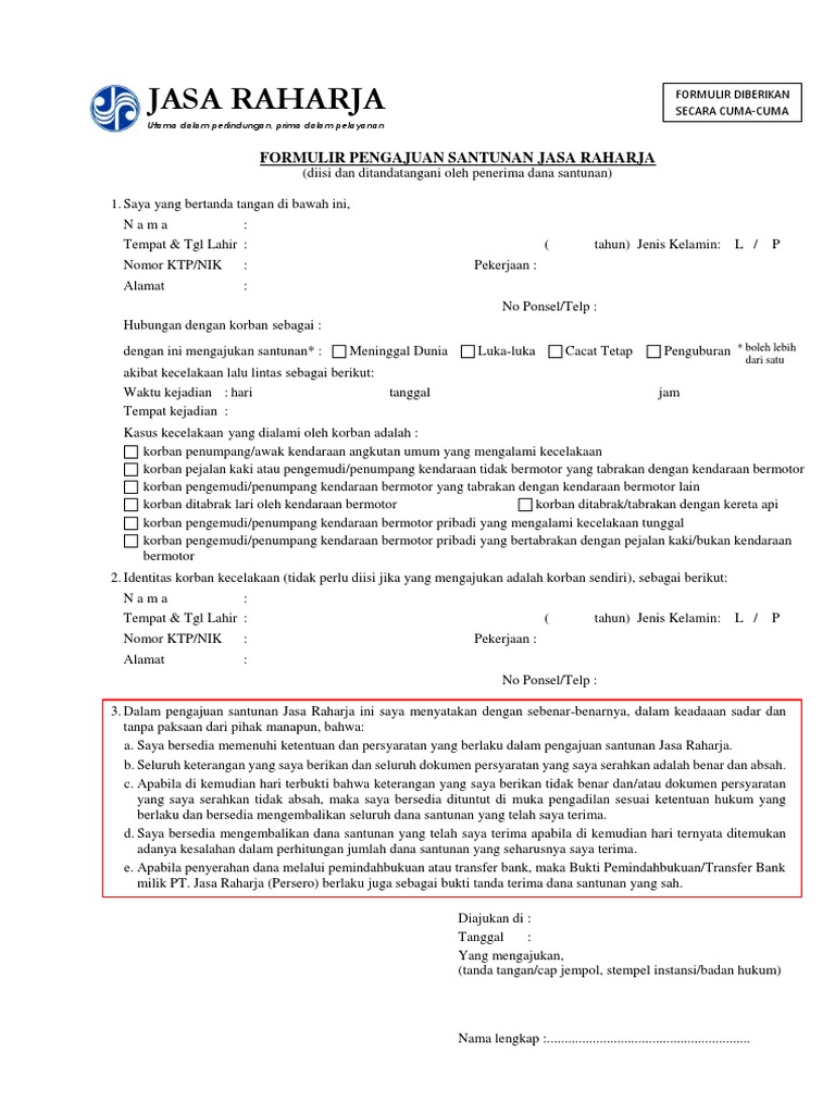 Form Pengajuan Santunan | PDF