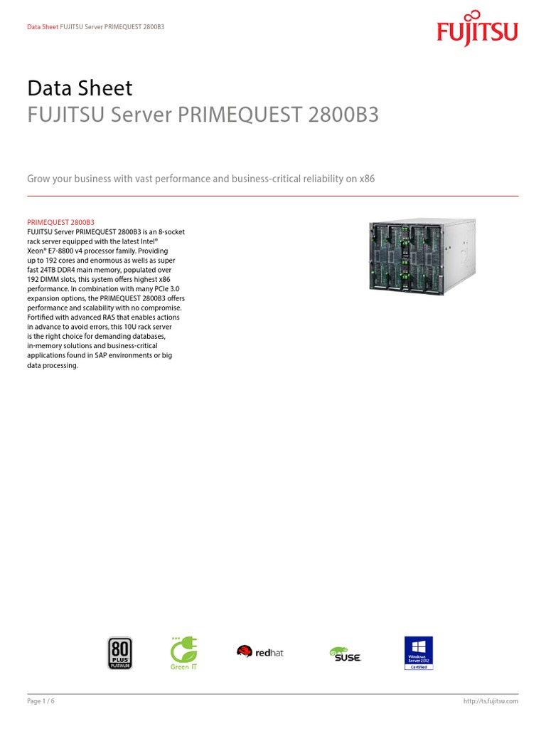 DataSheet FUJITSU Server PRIMEQUEST 2800B3 | PDF | Hard Disk Drive ...