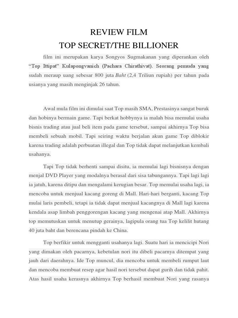 Kisah Sukses Top Ittipat di Film Top Secret | PDF