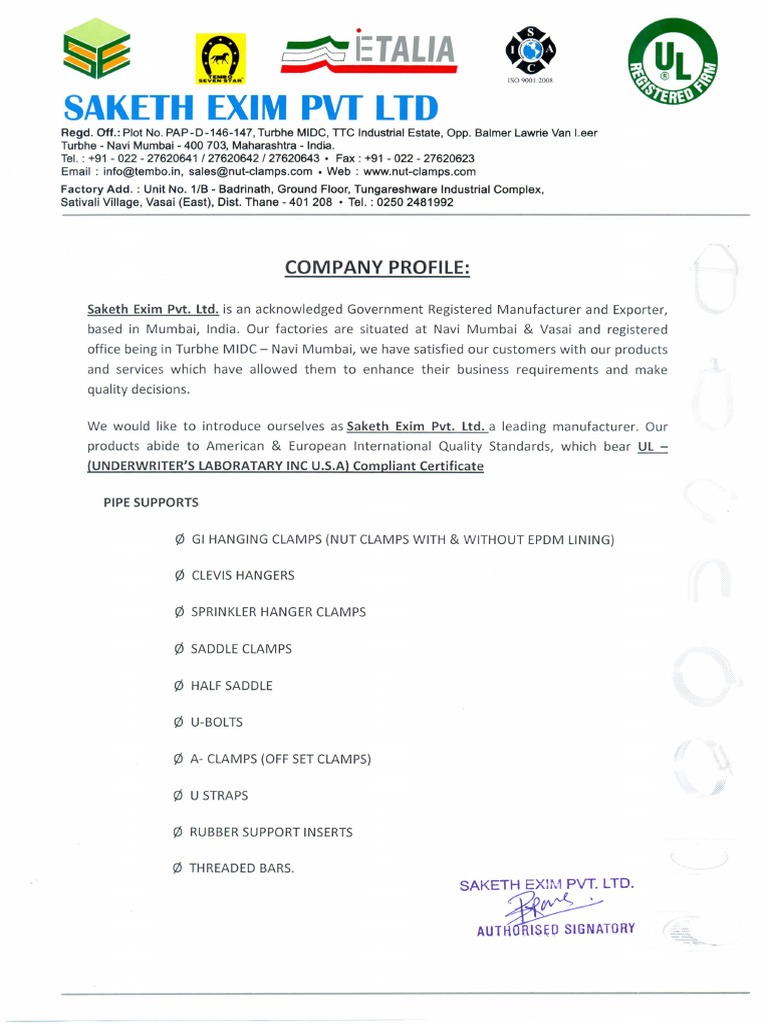 Company Profile - Saketh Exim PVT LTD | PDF